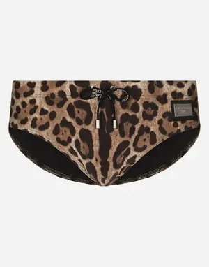 Dolce & Gabbana Leopard Printed Swim Briefs - Animal Print