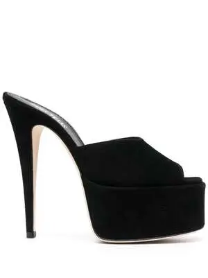 Paris Texas Peep-toe Stiletto Heel Mules - Black