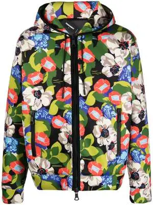 Dsquared2 Floral-print Hooded Jacket - Green