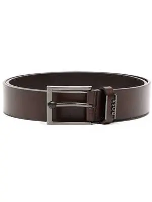 BOSS Logo-plaque Leather Belt - Brown