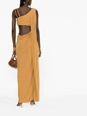 Alberta Ferretti Sleeveless Draped Cut-out Maxi Dress - Neutrals