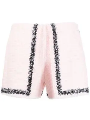 MSGM Frayed-edge Tweed Mini Shorts - Pink