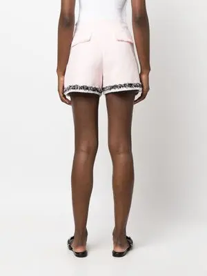 MSGM Frayed-edge Tweed Mini Shorts - Pink