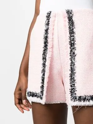 MSGM Frayed-edge Tweed Mini Shorts - Pink