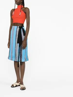 WALES BONNER Tie-fastening Geometric Print Skirt