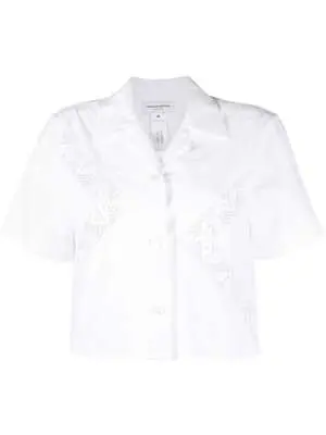 MARINE SERRE Regenerated Cotton Crop Shirt - White