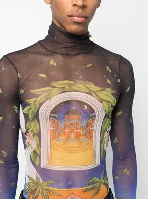 Casablanca Maison D'ete Print Mesh Top