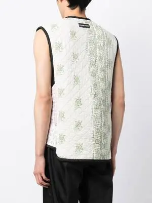 MARINE SERRE Floral-print Quilted Gilet - White