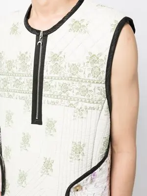 MARINE SERRE Floral-print Quilted Gilet - White