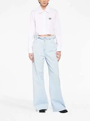 Miu Miu Ruffled Wide-leg Jeans