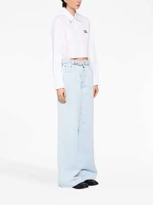 Miu Miu Ruffled Wide-leg Jeans