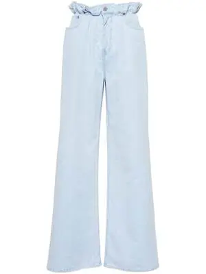 Miu Miu Ruffled Wide-leg Jeans - F0076 Light Blue