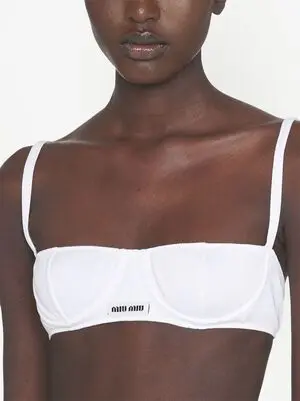 Miu Miu Ribbed Knit Denim Bra
