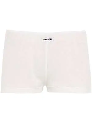 Miu Miu Ribbed Knit Boxer Shorts - White