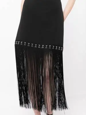 Rokh High-waisted Fringed Ankle-length Skirt