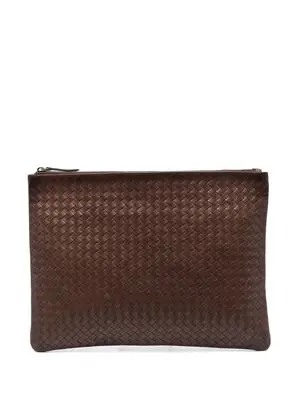 Dragon Diffusion Woven Leather Clutch - Brown