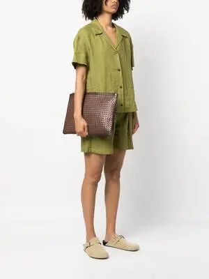 Dragon Diffusion Woven Leather Clutch - Brown