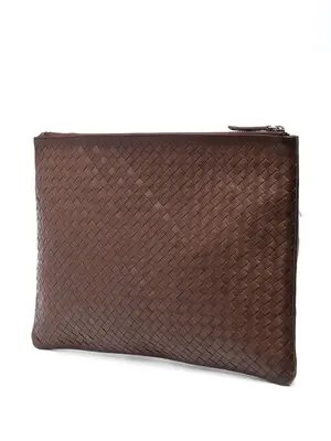 Dragon Diffusion Woven Leather Clutch - Brown