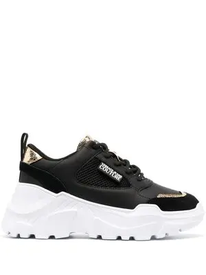 Versace Metallic-finish Leather Sneakers