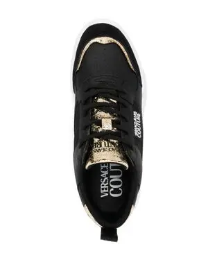 Versace Metallic-finish Leather Sneakers