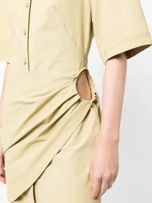 Jacquemus Gathered-detail Shirt Dress - Brown