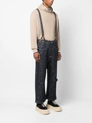 Junya Watanabe Straight-leg Abstract-print Trousers