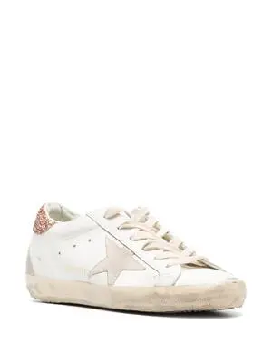 GOLDEN GOOSE Super-star Trainers With A Suede Star And Peach-pink Glitter Heels Tab