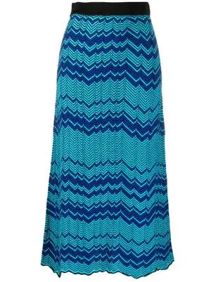 WALES BONNER Palm Zigzag Pattern Midi Skirt