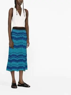 WALES BONNER Palm Zigzag Pattern Midi Skirt