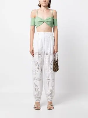 Alberta Ferretti Cutout High-waisted Trousers - White