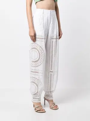 Alberta Ferretti Cutout High-waisted Trousers - White