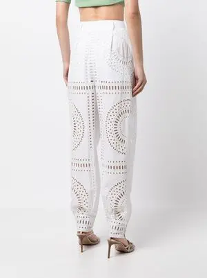 Alberta Ferretti Cutout High-waisted Trousers - White