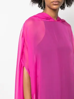 Rick Owens Sheer Tunic-Style Hooded Dress In Pink - 60% Off