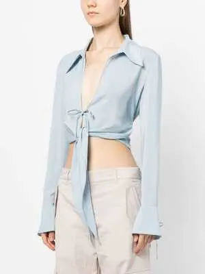 SYSTEM Tie-fastening Cropped Blouse