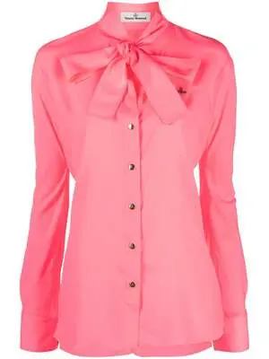 VIVIENNE WESTWOOD Logo-embroidered Tie-fastening Shirt