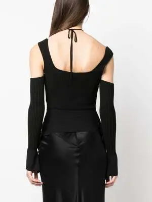 ANDREĀDAMO Cut-out Knitted Top - Black