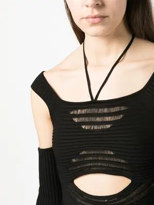 ANDREĀDAMO Cut-out Knitted Top - Black