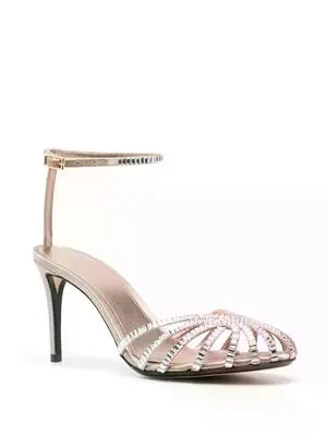 ALEVI MILANO Crystal-embellished Caged Sandals - Neutrals