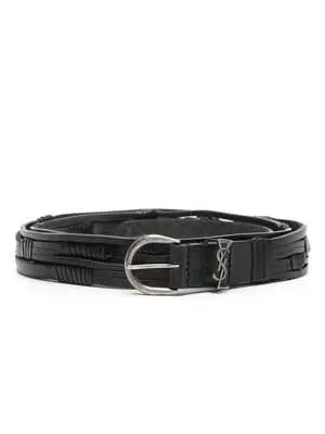 Saint Laurent Cassandre-plaque Leather Belt