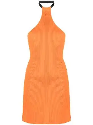 COURREGES Halterneck Ribbed-knit Mini Dress