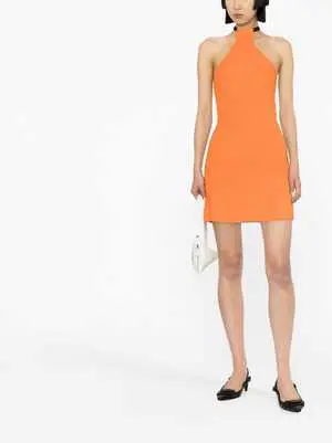 COURREGES Halterneck Ribbed-knit Mini Dress