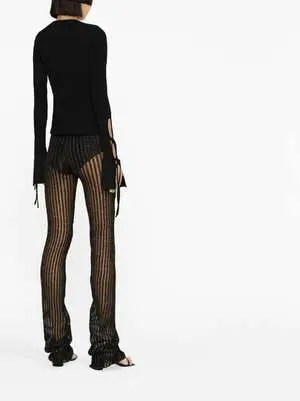 ANDREĀDAMO Tie-fastening Knit Top - Black