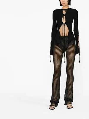 ANDREĀDAMO Tie-fastening Knit Top - Black