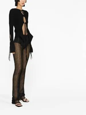 ANDREĀDAMO Tie-fastening Knit Top - Black