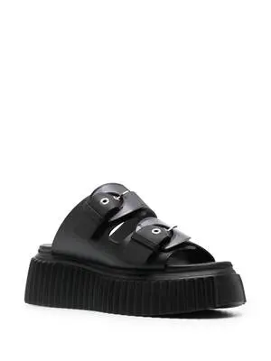 Agl Agatha Double-buckle Slippers - Black