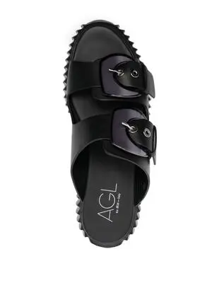 Agl Agatha Double-buckle Slippers - Black