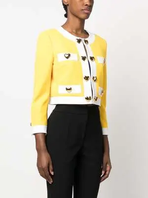 Moschino Heart-appliqué Cropped Jacket - Yellow