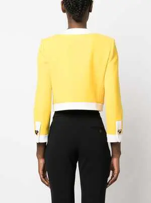 Moschino Heart-appliqué Cropped Jacket - Yellow