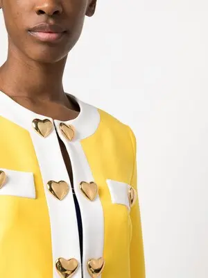 Moschino Heart-appliqué Cropped Jacket - Yellow