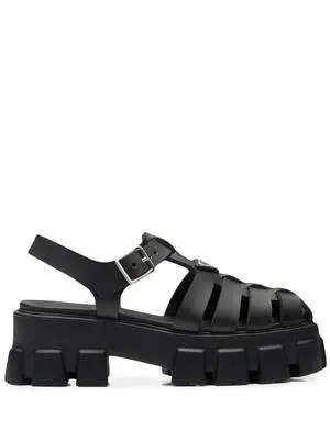 Prada 70mm Monolith Caged Rubber Sandals - Black